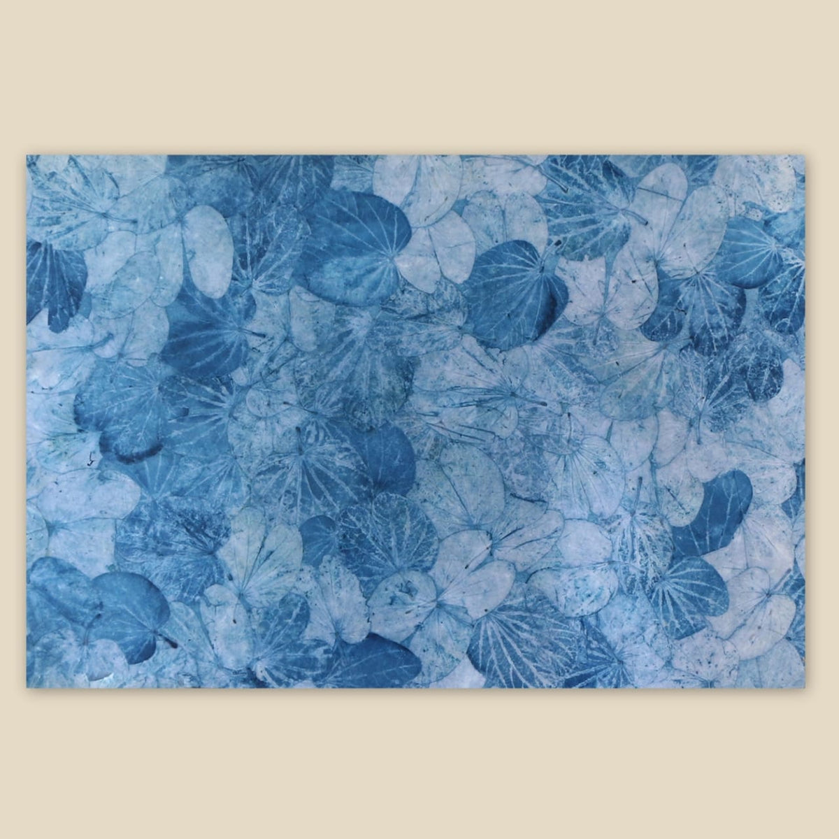 Hand Made Poster - Garden | Wall Décor Imprint Leaves Poster| Blue Col ...